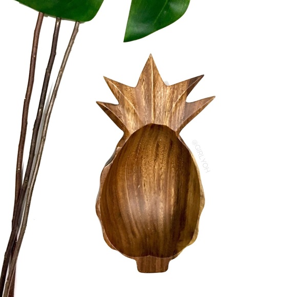 Monkey Pod | Accents | Monkey Pod Carved Pineapple Wood Dish Tray Bowl ...